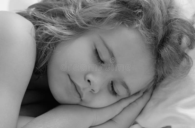 Quiet Sleep. Cute Kid Sleeps in Bed. Sleeping Child. Stock Image ...
