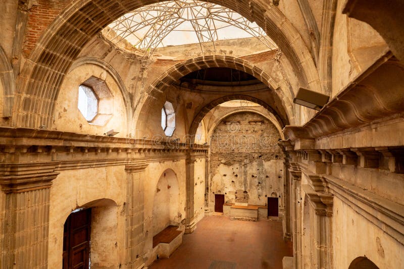 Interior of Chapel at Capuchinas Convent in Antigua Guatemala Stock ...