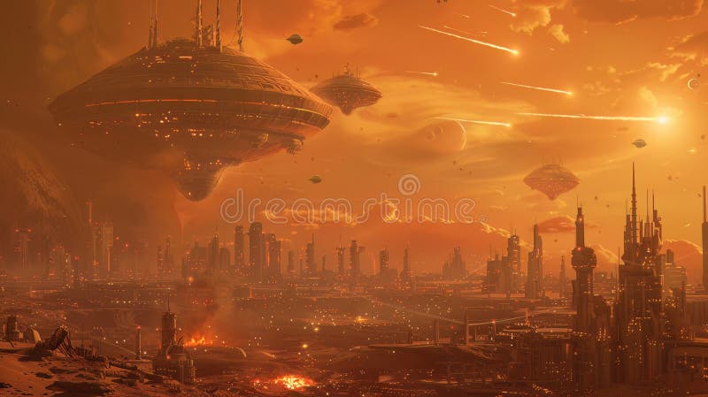 A Quiet Space Colony Moments before an Invasion with the Sky Ominously ...