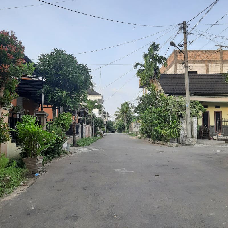 Quiet Street between Houses Stock Image - Image of walking, lifestyle ...