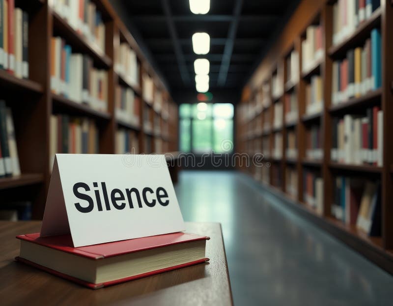 Quiet Study Space: Library Aisle with Silence Sign | Academic Research ...