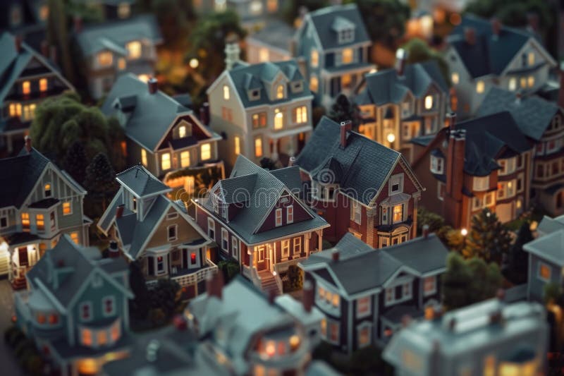 A Quiet Suburban Area with Multiple Houses and Streets Stock Photo ...