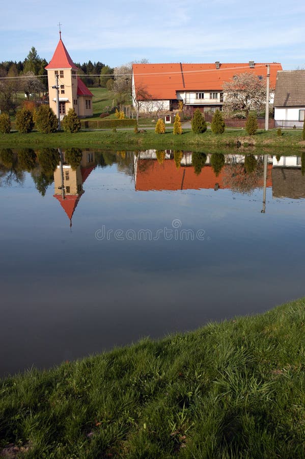 Quiet town and pond stock image. Image of peaceful, lakefront - 2535073