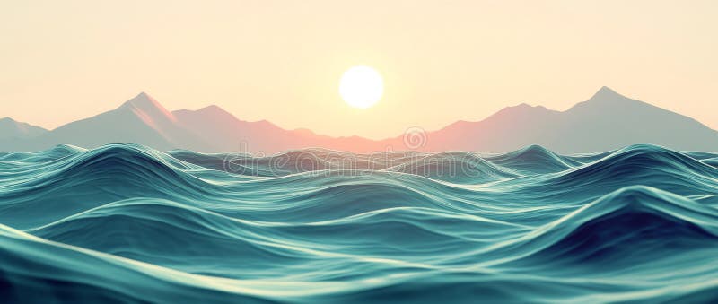 A Quiet View of Undulating Ocean Waves Beneath a Tender, Luminous Sun ...