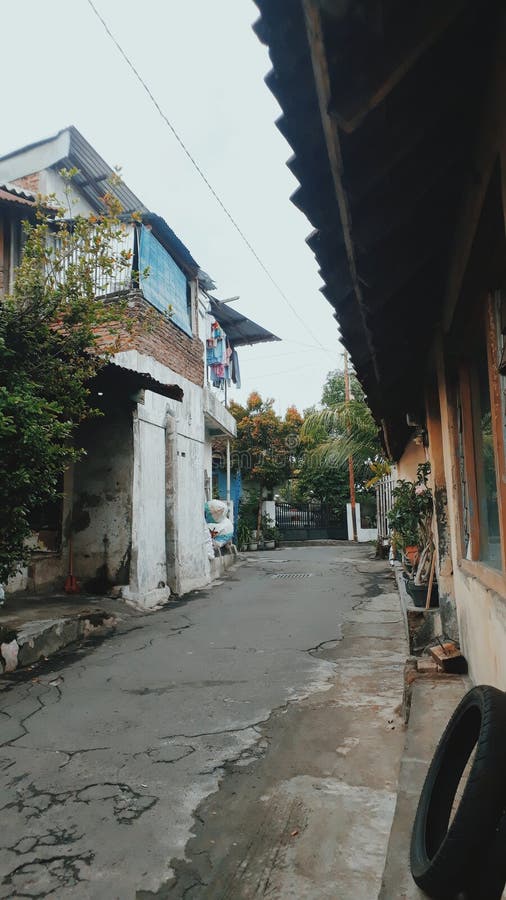 A Quiet Village Street in the Middle of the Province of Jogjakarta ...