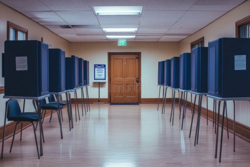 Quiet Voting Room with Booths and Instructions Ready for Election Day ...