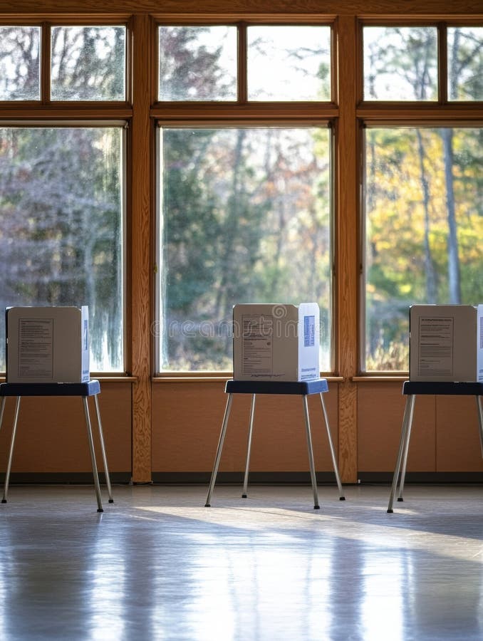 Quiet Voting Room Prepared with Booths and Instructions in a Serene ...