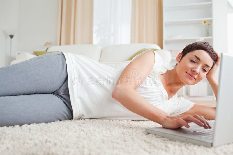 Quiet Woman Relaxing with a Laptop Stock Photo - Image of healthy ...