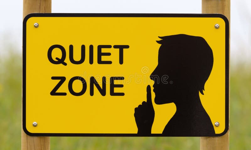 Quiet Zone Sign, Yellow with a Black Silhouette Stock Photo - Image of ...