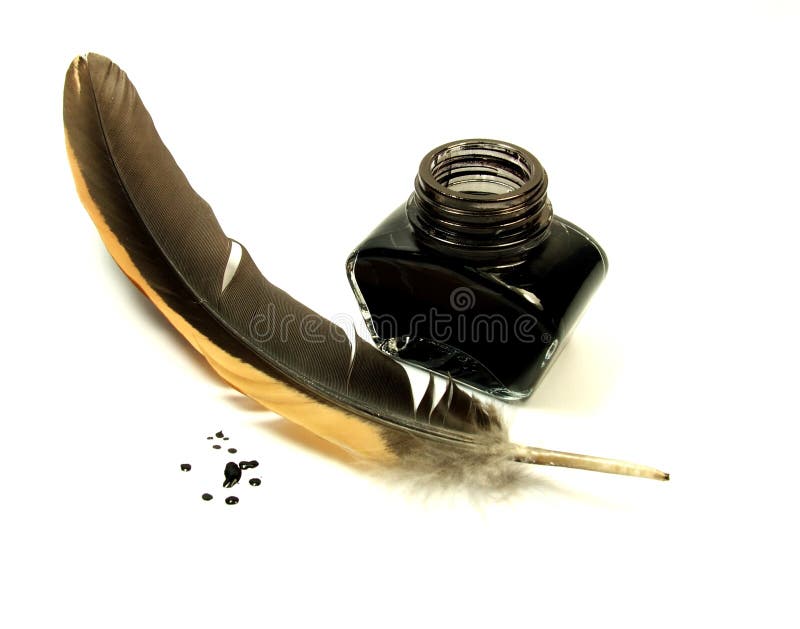 Inkwell and quill stock photo. Image of letter, white, black - 931104