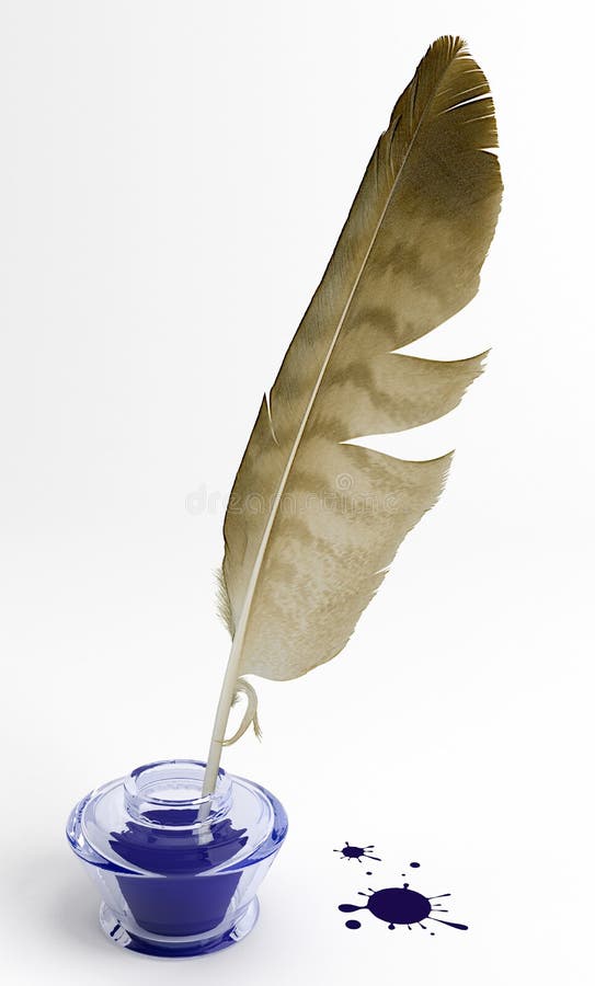 Quill and inkwell stock illustration. Illustration of wite - 26821493