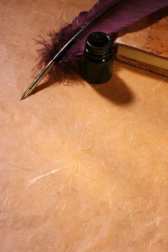 Quill, inkwell & diary stock image. Image of diary - 3778111