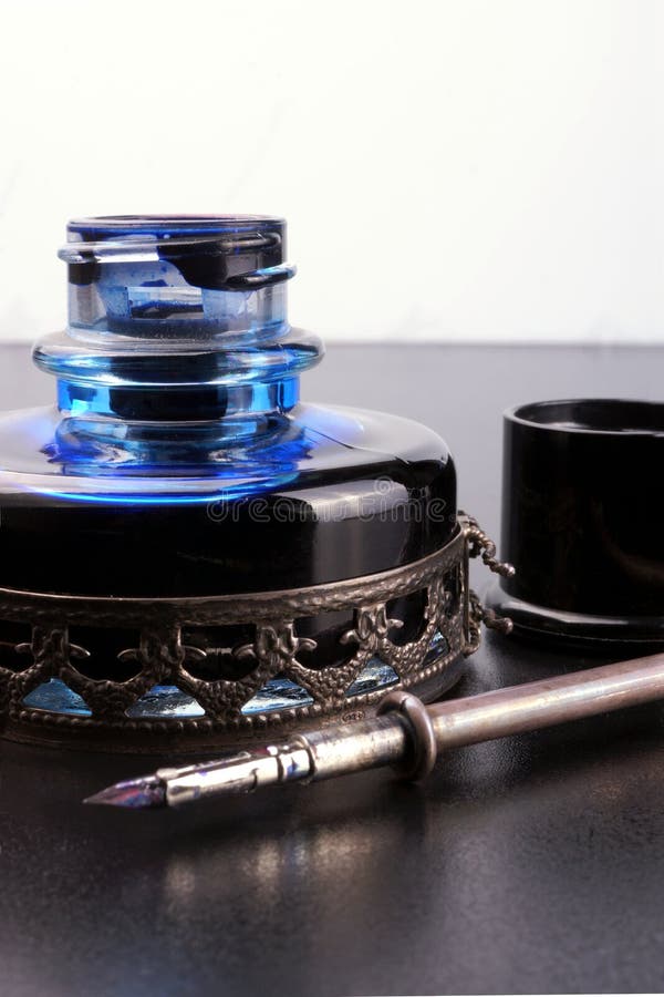 Quill and Inkwell stock image. Image of silver, paper - 34658653