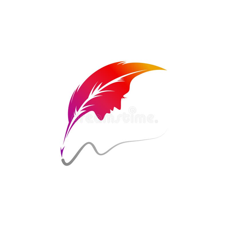 Quill Logo with Human Face Combination, Simple Style Stock Vector ...