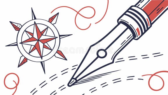 Quill Pen and Compass, Writing Tools and Classic Instruments Vector ...