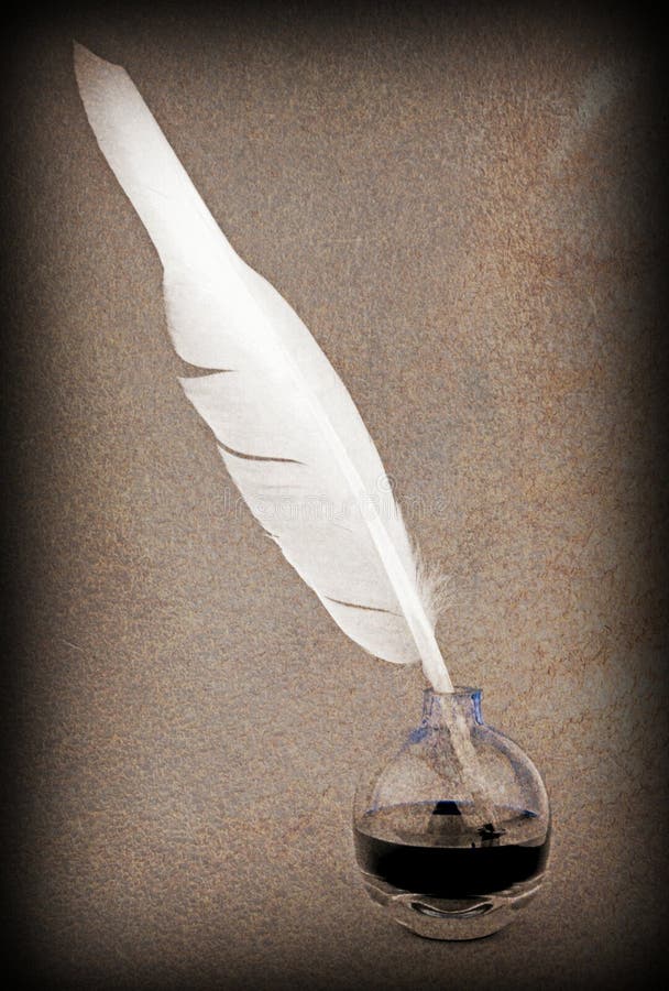 Quill Pen in Glass Ink Bottle Stock Photo - Image of macro, hand: 41159760