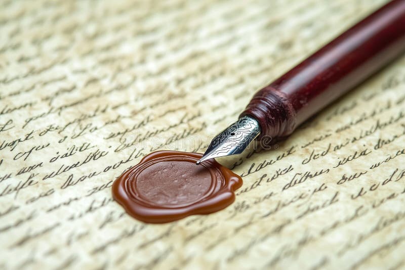 Quill Pen Glides Across Antique Parchment Creating Elegant Script ...