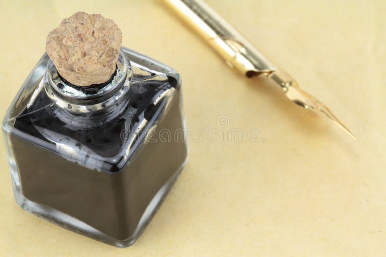 Quill pen and ink bottle stock image. Image of document - 40115543