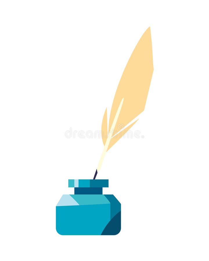 Quill pen in ink bottle stock vector. Illustration of element - 360504441