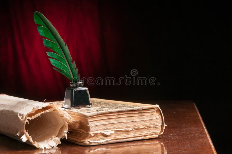 Quill Pen and Papyrus Paper Stock Photo - Image of writing, papyrus ...