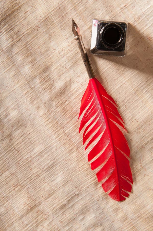 Quill Pen and Papyrus Paper Stock Photo - Image of ancient, papyrus ...