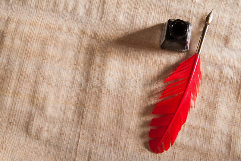 Quill Pen and Papyrus Paper Stock Photo - Image of ancient, poet: 62600812