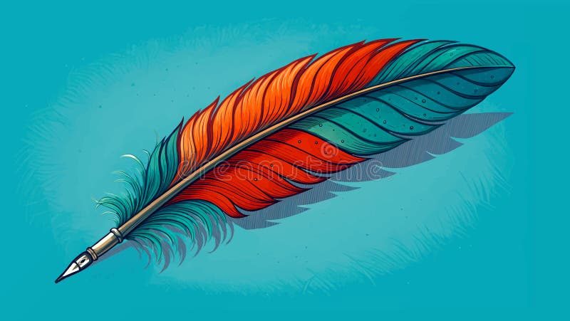 A Quill Pen on a Pastel Blue Background. Stock Illustration ...