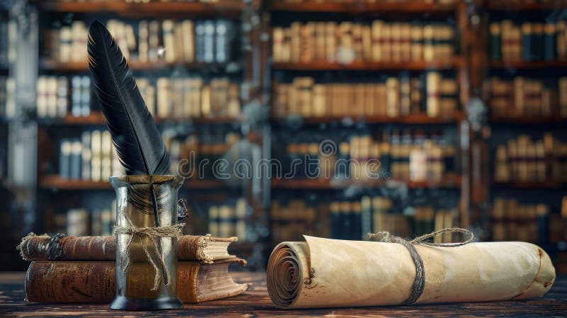 The Quill and Scroll.AI Generated Image Stock Image - Image of research ...