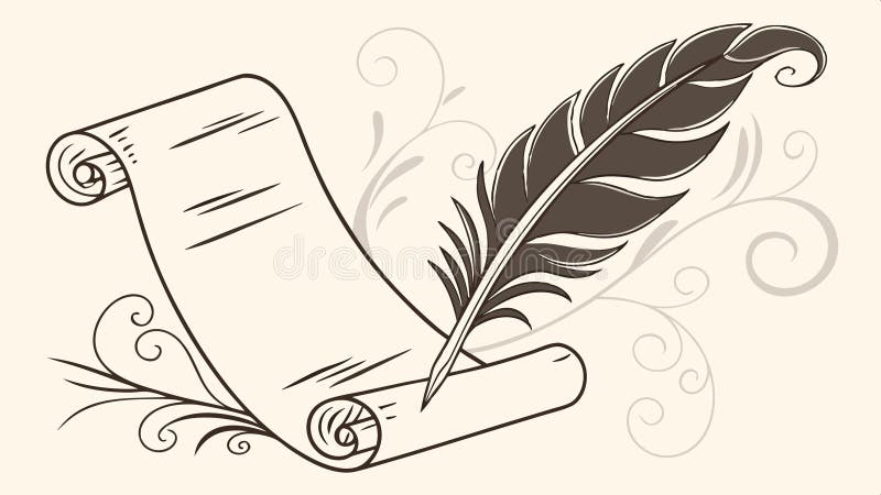 Quill and Scroll Corner, Writing Tools and Classic Literature Art ...