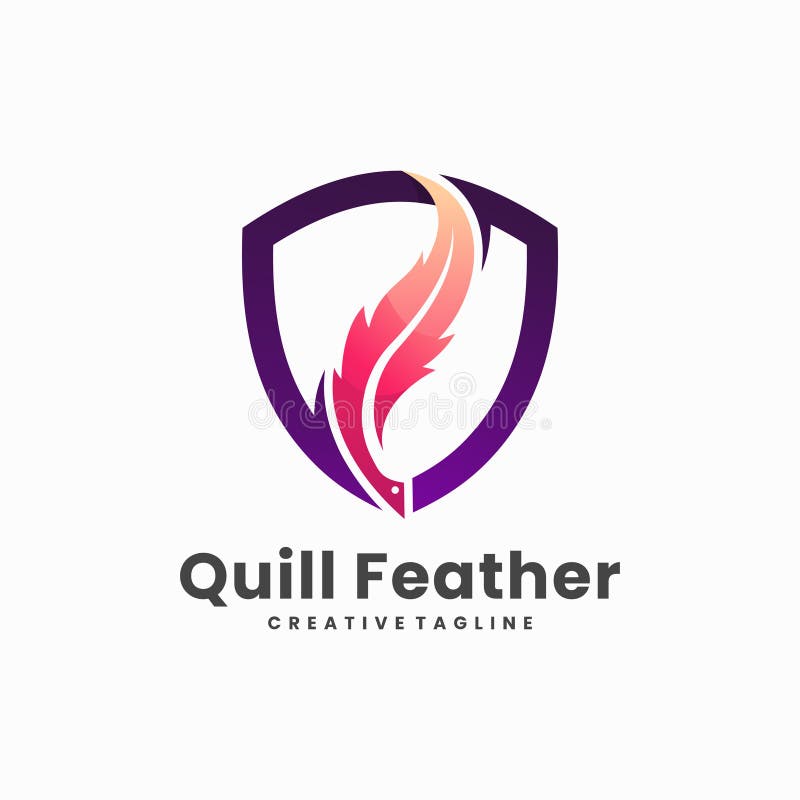 Quill and Shield Combination Logo Concept, Feather Logo, Quill Logo ...