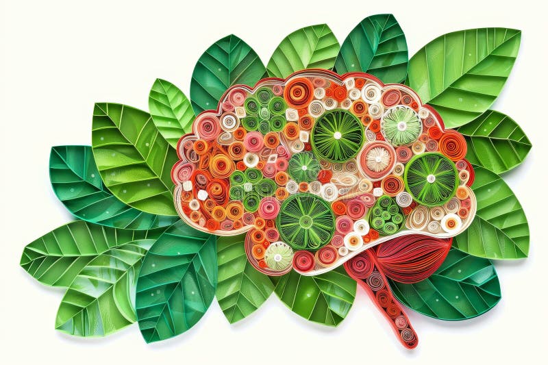 Quilled Paper Brain Isolated on White Background with Space for Text ...