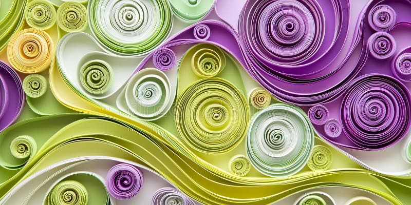 Quilled Paper Spirals Swirling Background Pattern Stock Illustration ...