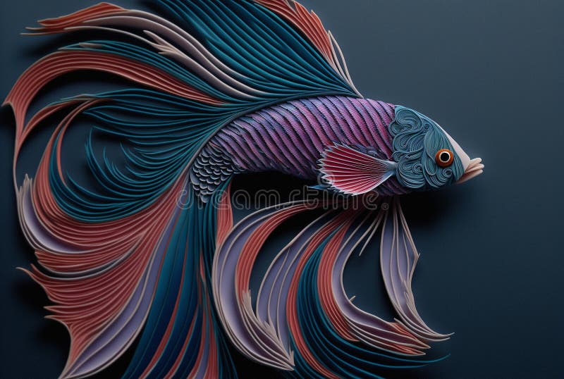 Quilled Siamese Fighting Fish with Beautiful Colors in Paper Strips ...