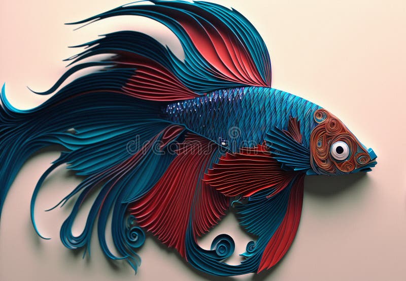 Quilled Siamese Fighting Fish with Beautiful Colors in Paper Strips ...