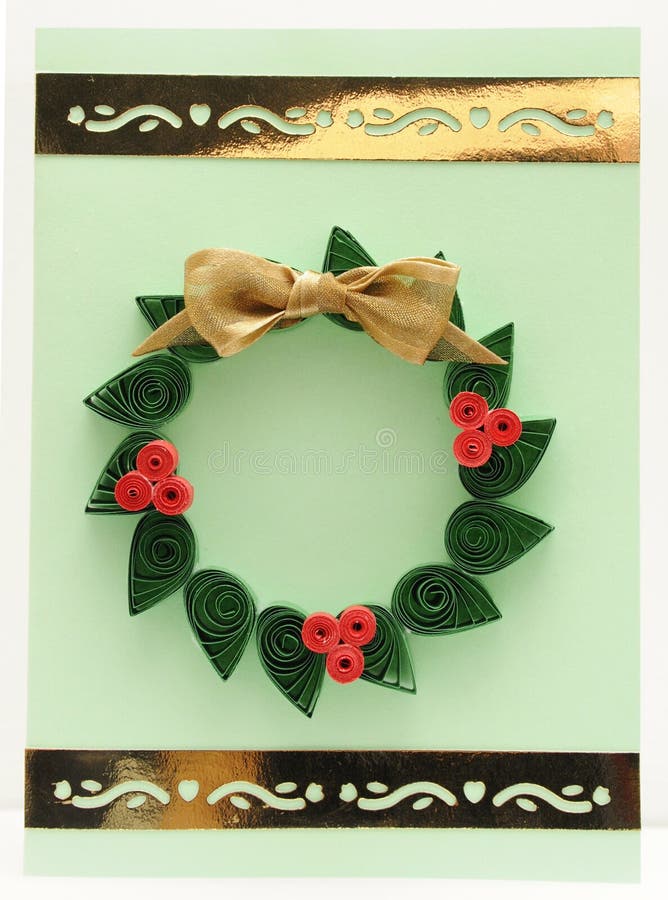 Quilling Mistletoe and Christmas Bells Card Stock Image - Image of ...
