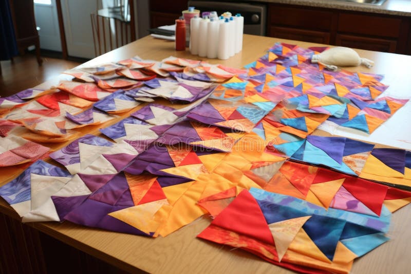 Quilt Blocks Pinned Together, Ready To Sew Stock Photo - Image of hobby ...