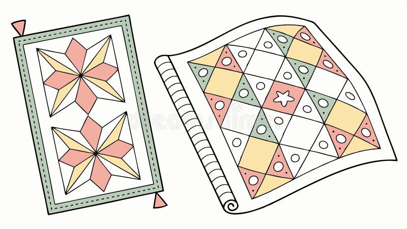 Quilt Designs Set, Patchwork Textile Illustrations Vector Design ...