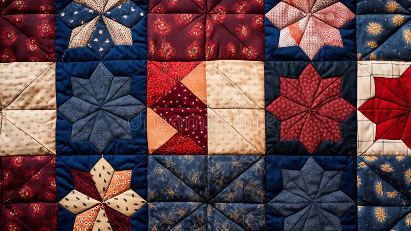 Quilt Featuring Variety of Patchwork Patterns Stock Illustration ...