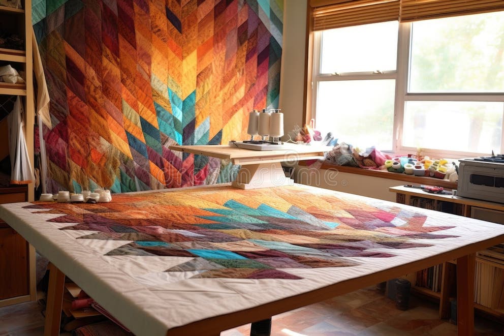 Quilt-in-progress on Wooden Quilting Frame Stock Illustration ...
