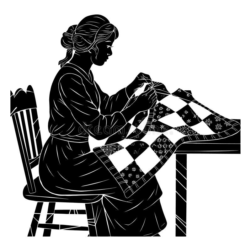 Quilt Stitching Patterns Silhouette Stock Illustration - Illustration ...