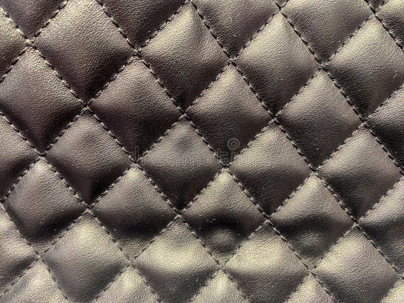 Quilted Black Leather Texture with a Neat Diamond Pattern and Precise ...