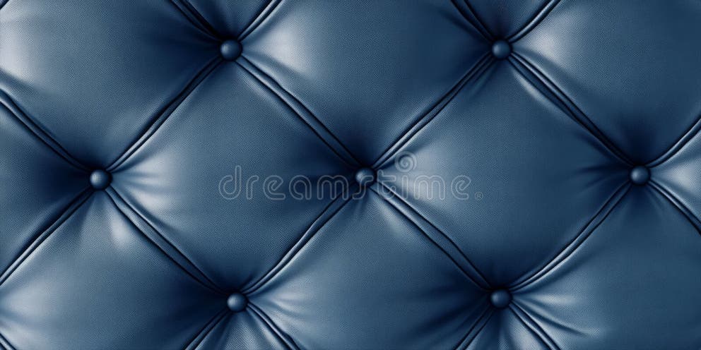 A Quilted Chambray Blue Abstract Background with Padded, Tufted Leather ...
