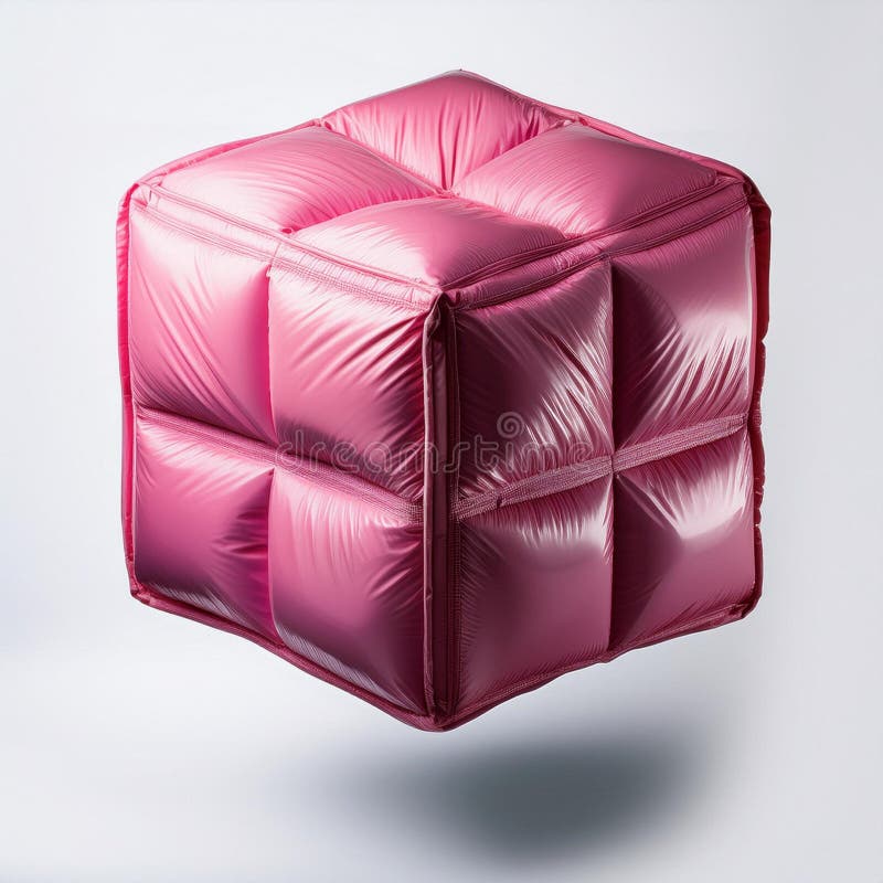 Quilted Cube Chair in Pink Generative AI Stock Illustration ...