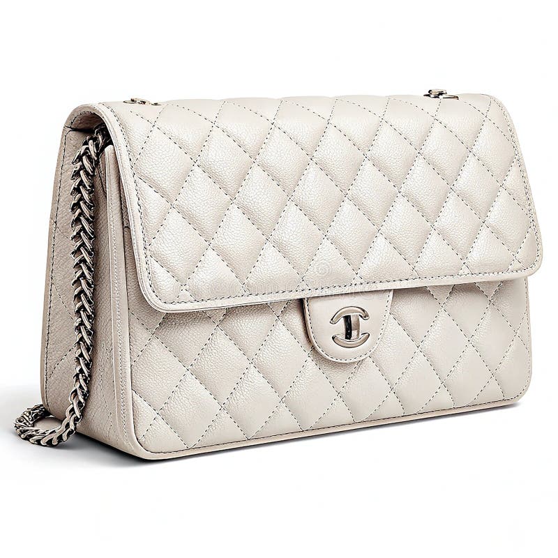 Quilted Flap Bag with Magnetic Button on White Stock Illustration ...