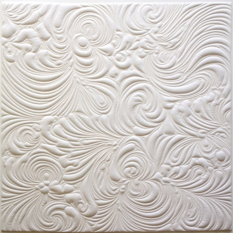 Quilted White Textured Wall Panel with Swirl Patterns and Precisionist ...