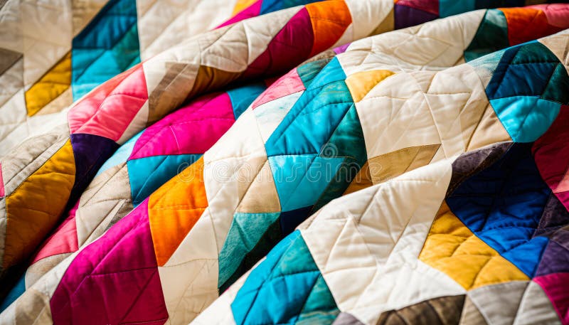 Quilting Colorful Blanket Pattern Stock Illustration - Illustration of ...