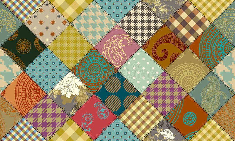 Quilting Design Patchwork Pattern with Natural Khaki Colors. Vector Pattern. Stock Vector ...