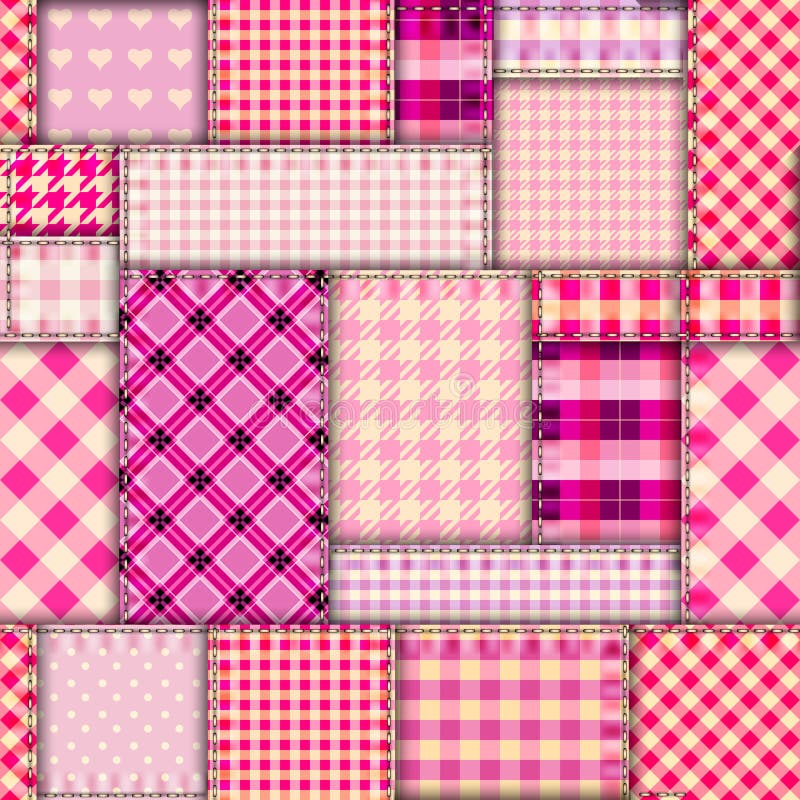 Quilting Design Patchwork Plaid Pattern Pink Colours. Vector Pattern ...