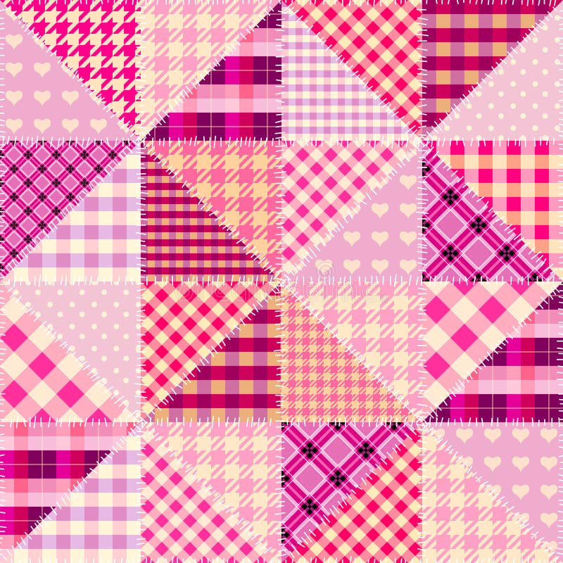 Quilting Design Pink Patchwork Plaid Pattern Pink Colours. Vector ...