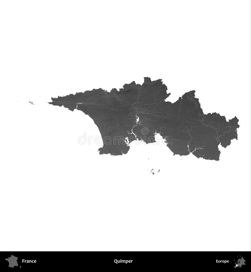 Quimper, France, Isolated on White. Grayscale Stock Image - Image of ...